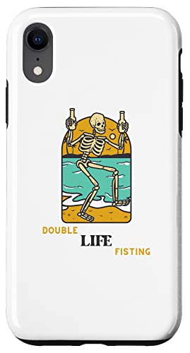 iPhone XR Funny Double Fisting Life with Skeleton Alcohol Summer Fun Case