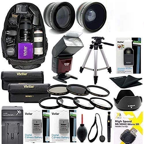 Giant All You Need HD Accessory KIT for Canon EOS Rebel SL2 Canon EOS Rebel SL3 Backpack Tripod Wide Angle Lens Zoom Lens Flash LP-E17 Batteries Charger Remote Lens Hood