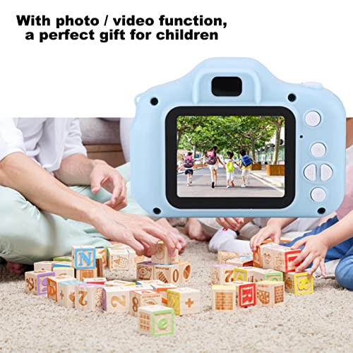 Mxzzand Kid Video Camera Mini Portable 2.0 inch IPS Color Screen Children's Digital Camera Gifts HD 1080P Camera (Blue)