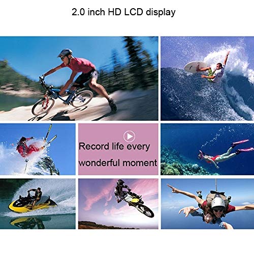 Multi-Function Shooting HF40 Sport Camera with 30m Waterproof Case, Generalplus 6624, 2.0 inch LCD Screen(Black/Gold) (Color : Black)