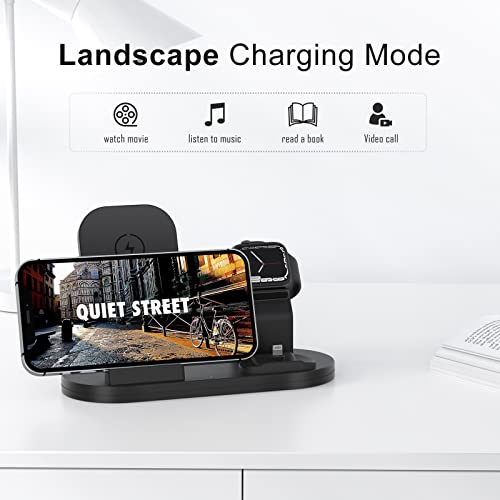 Wireless Charging Station for Apple Products, 3 in 1 Wireless Charger Stand for iPhone 8 Above Series, iWatch 8/Ultra/7/6/SE/5/4/3/2/1, Airpods Pro/3/2/1(with 18W Adapter)(Black)