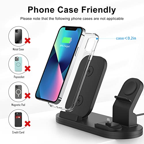 Wireless Charging Station for Apple Products, 3 in 1 Wireless Charger Stand for iPhone 8 Above Series, iWatch 8/Ultra/7/6/SE/5/4/3/2/1, Airpods Pro/3/2/1(with 18W Adapter)(Black)