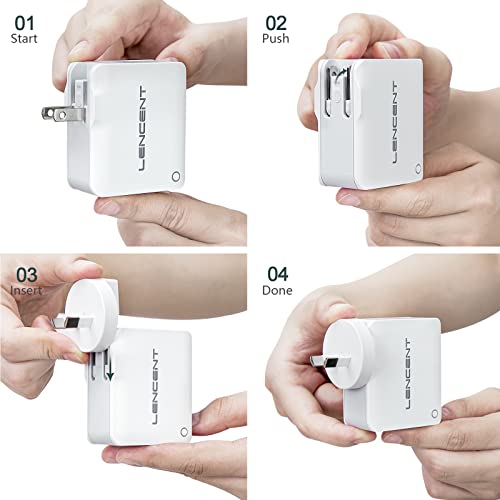 Multiple USB Wall Charger, [22W/4.4A] LENCENT 4 Port USB Travel Power Adapter, All in One Worldwide Cell Phone Charger With UK US EU European Australia, International Block Cube Plug for iPhone & IPad