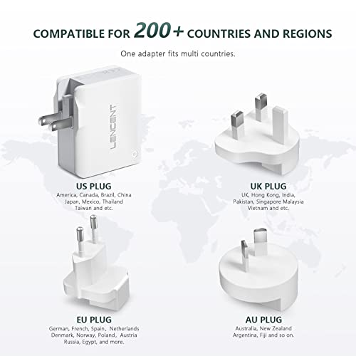 Multiple USB Wall Charger, [22W/4.4A] LENCENT 4 Port USB Travel Power Adapter, All in One Worldwide Cell Phone Charger With UK US EU European Australia, International Block Cube Plug for iPhone & IPad