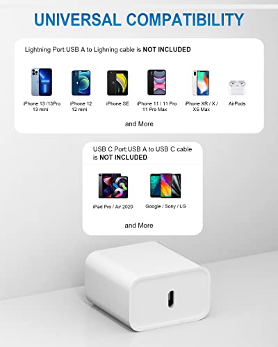iPhone Super Fast Charger[Apple MFi Certified] 20W USB C Wall Charger with 6FT Fast Charging Parallel Cables Compatible with iPhone 14/14Pro Max/iPhone 13/13Pro/12/12 Pro/11/11Pro, iPad
