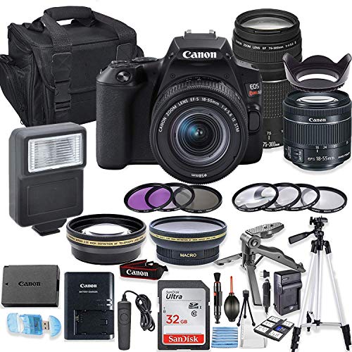 Canon EOS Rebel SL3 DSLR Camera Bundle with Canon EF-S 18-55mm STM Lens & EF 75-300mm III Lens + 32GB Sandisk Memory + Camera Case + Digital Flash + Accessory Bundle (Renewed)