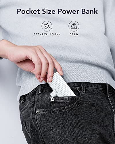 Small Portable Charger For iPhone,VRURC 5000mAh Power Bank Fast Charging,PD 20W Lipstick-sized Phone Charger Compatible With iPhone 14/14 Plus/Pro/Max/13/13 Pro/13 Pro Max/12/12 Pro/12 Pro Max/X-White