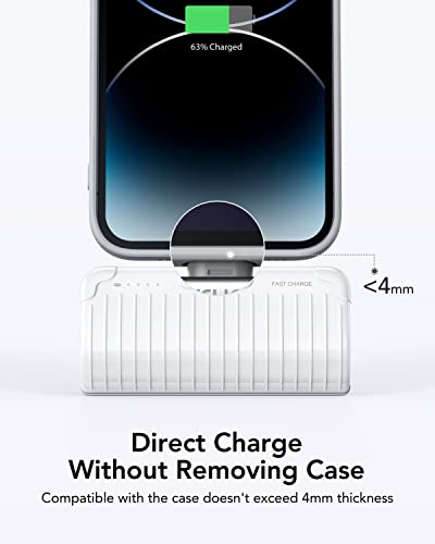 Small Portable Charger For iPhone,VRURC 5000mAh Power Bank Fast Charging,PD 20W Lipstick-sized Phone Charger Compatible With iPhone 14/14 Plus/Pro/Max/13/13 Pro/13 Pro Max/12/12 Pro/12 Pro Max/X-White