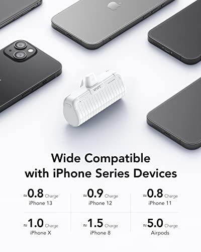 Small Portable Charger For iPhone,VRURC 5000mAh Power Bank Fast Charging,PD 20W Lipstick-sized Phone Charger Compatible With iPhone 14/14 Plus/Pro/Max/13/13 Pro/13 Pro Max/12/12 Pro/12 Pro Max/X-White