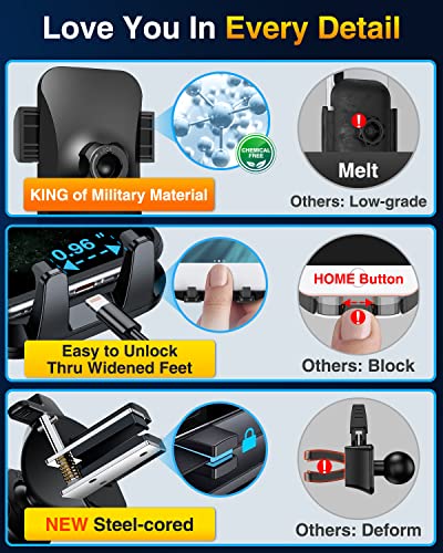 VANMASS Universal Car Phone Mount,【Patent & Safety Certs】 Upgraded Handsfree Stand, Phone Holder for Car Dashboard Windshield Vent, Compatible iPhone 13 12 11 Pro Max Xs XR X 8, Galaxy s20 Note 10 9
