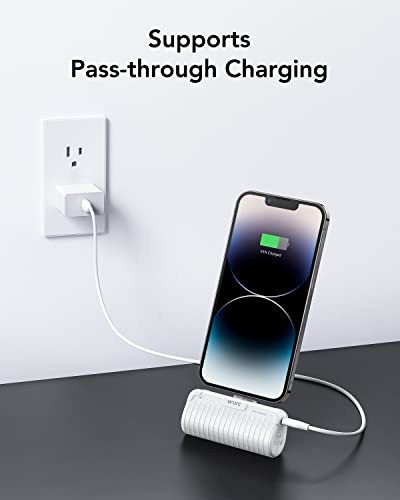 Small Portable Charger For iPhone,VRURC 5000mAh Power Bank Fast Charging,PD 20W Lipstick-sized Phone Charger Compatible With iPhone 14/14 Plus/Pro/Max/13/13 Pro/13 Pro Max/12/12 Pro/12 Pro Max/X-White