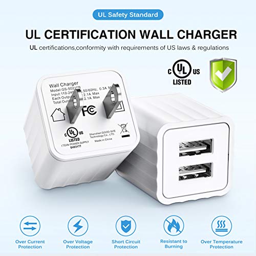 iPhone Charger, [Apple MFi Certified] Fast iPhone Charger 2PACK 6FT Lightning Cable Cord Fast Charging Dual 2 Port Plug USB Wall Charger Compatible with iPhone 14 13 12 11 Pro Max XS XR X 8 Plus iPad