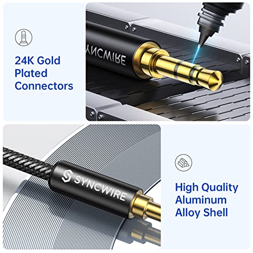 Syncwire 3.5mm Nylon Braided Aux Cable (3.3ft/1m,Hi-Fi Sound), Audio Auxiliary Input Adapter Male to Male AUX Cord for Headphones, Car, Home Stereos, Speaker, iPhone, iPad, iPod, Echo & More β Black