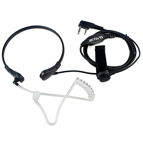 Retevis Throat Mic Walkie Talkie Earpiece with Mic 2 Pin, Compatible with Retevis H-777 RT22 RT21 RT68 Baofeng UV-5R BF-88ST pxton Walkie Talkies, Covert Tube Two Way Radio Headset, Finger PTT(1 Pack)