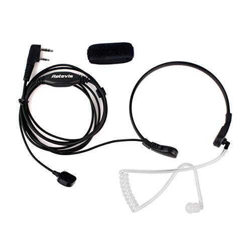 Retevis Throat Mic Walkie Talkie Earpiece with Mic 2 Pin, Compatible with Retevis H-777 RT22 RT21 RT68 Baofeng UV-5R BF-88ST pxton Walkie Talkies, Covert Tube Two Way Radio Headset, Finger PTT(1 Pack)