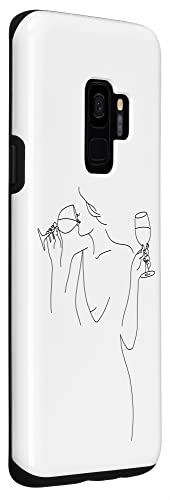 Galaxy S9 Double Fisting Black And White Funny Wine Lover Line Art Case
