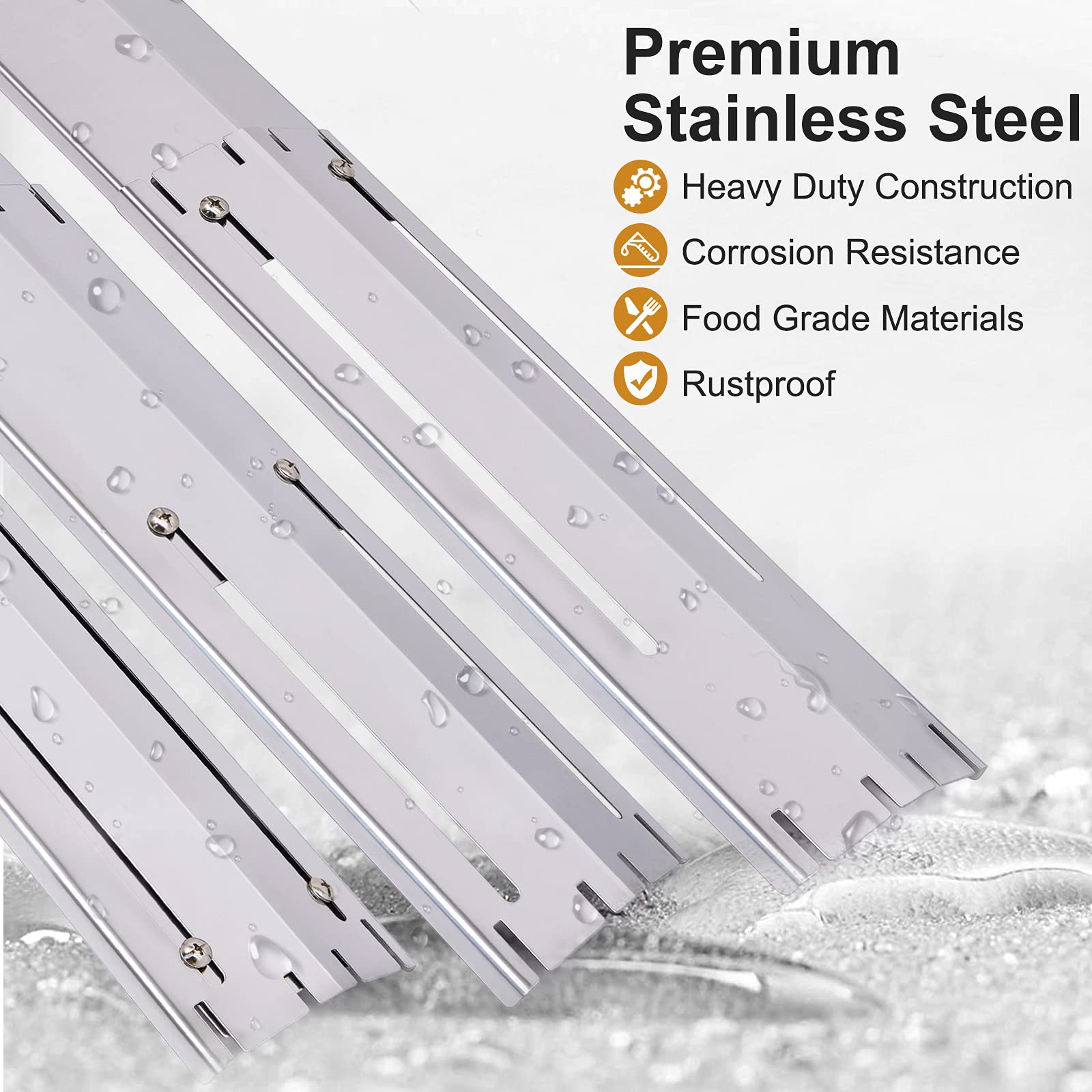 Criditpid Universal Stainless Steel Heat Plate Shield, Heat Tent, Flavorizer Bar, Burner Cover, Flame Tamer Replacement Parts for Charbroil, Brinkmann, Nexgrill Grill, Extends from 11.75" up to 21" L