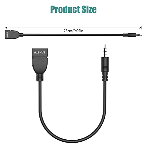 Eanetf USB to Aux Audio Adapter, 3.5mm Male to USB Female Adapter for Playing Music with U-Disk in Your Car,orked only When Your CAR 3.5mm AUX Port Must has Audio decoding Function - 2 Pack