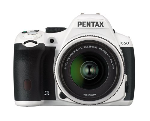 Pentax K-50 16MP Digital SLR Camera Kit with DA L 18-55mm WR f3.5-5.6 Lens (White)