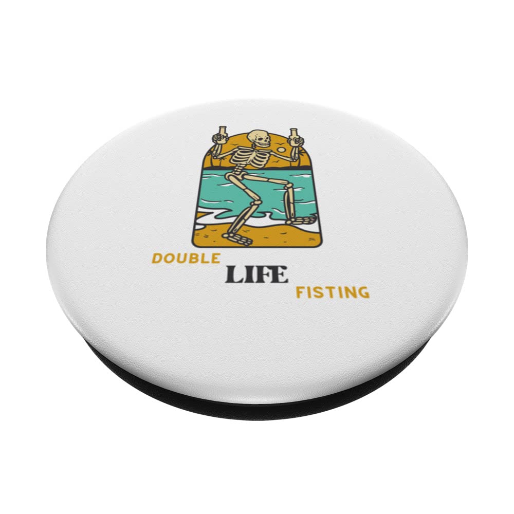 Funny Double Fisting Life with Skeleton Alcohol Summer Fun PopSockets Swappable PopGrip