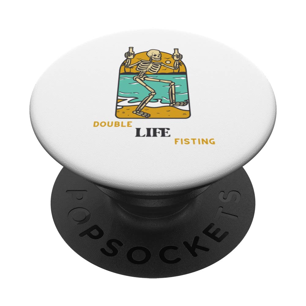 Funny Double Fisting Life with Skeleton Alcohol Summer Fun PopSockets Swappable PopGrip