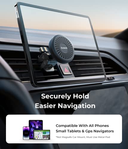 Anwas Magnetic Phone Holder for Car, [Bionic Alligator Clip] Universal Strong Car Vent Phone Mount, [6 Strong N52 Magnets] Cell Phone Holder Compatible with iPhone Samsung LG Google Pixel, etc