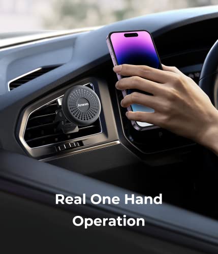 Anwas Magnetic Phone Holder for Car, [Bionic Alligator Clip] Universal Strong Car Vent Phone Mount, [6 Strong N52 Magnets] Cell Phone Holder Compatible with iPhone Samsung LG Google Pixel, etc