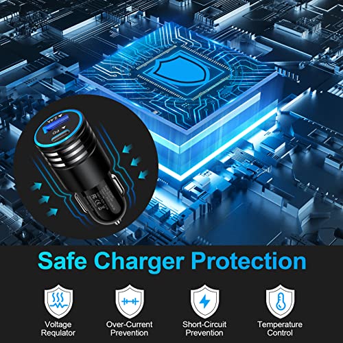 Fast Charging USB C Car Charger for iPhone 14 13 12 11 Pro Max SE XR XS X 8 Samsung Galaxy S23 S22 S21 S20 FE Note20 A12 A32 Google Pixel 7 Pro/6a/6/5/4a/4/3a 3XL,2Pack 30W PD+2.4A Type C Car Adapter