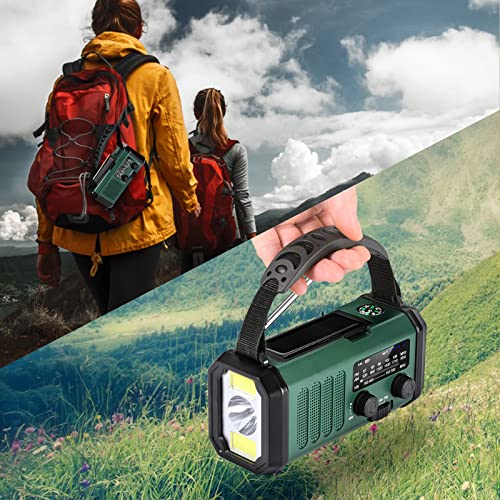 10000mAh Crank Radio, Emergency Radio, Solar Radio, NOAA/AM/FM Weather Radio, USB Type-C Charging,Dynamo Radio,Polymer Battery,Torch & LED Reading Light, SOS Alarm,Compass for Camping