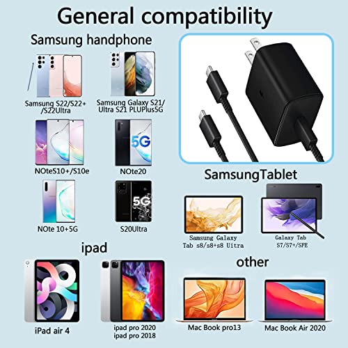 45W USB C Super Fast Charger, Samsung Charger Type C Wall Power Block for Samsung Galaxy S23 Ultra/S23 Plus/S22 Ultra/S22+/Note 10+/Note 20/S20/S21, Tab S7/S7+/S8/S8+/S8, with 6FT Fast Charging Cable