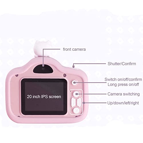 TIANEK Children's HD Front and Rear Double Shot 2000w Mini 2.0 Inch Video Camera Game Music All-in-one Camera with 32GB Memory Card