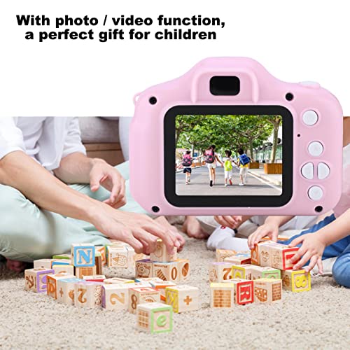 Mxzzand Kid Video Camera Mini Portable 2.0 inch IPS Color Screen Children's Digital Camera Gifts HD 1080P Camera (Pink)