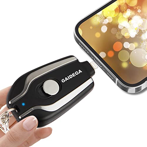 GAIDEGA Keychain Portable Charger for iPhone, Mini Power Emergency Pod, 100% Full Capacity External Fast Charging Power Bank Battery PackďźiOS Connectorďź