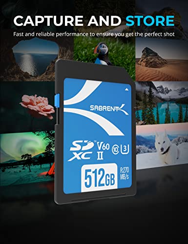 SABRENT Rocket V60 512GB SD UHS-II Memory Card R270MB/s W170MB/s (SD-TL60-512GB)