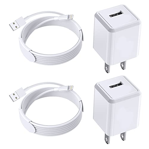 iPhone Charger [Apple MFi Certified] 2 Pack Apple iPhone Charging Lightning Cable Data Sync Cord with USB Wall Charger Block Box Travel Plug Adapter for iPhone 14/13/Pro/Max/XR/X/Xs/Max/8/Plus/AirPod