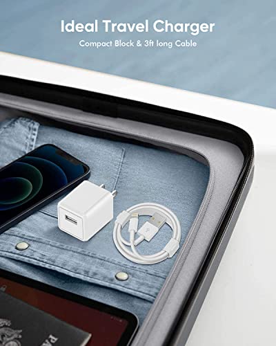 iPhone Charger [Apple MFi Certified] 2 Pack Apple iPhone Charging Lightning Cable Data Sync Cord with USB Wall Charger Block Box Travel Plug Adapter for iPhone 14/13/Pro/Max/XR/X/Xs/Max/8/Plus/AirPod