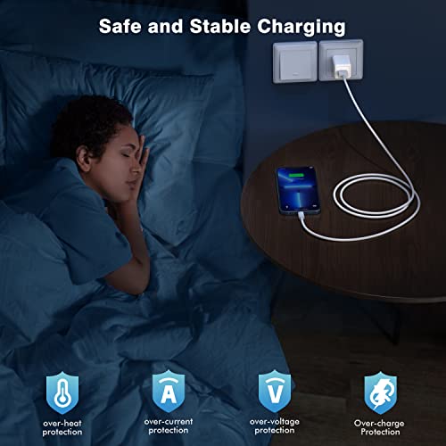iPhone Charger [Apple MFi Certified] 2 Pack Apple iPhone Charging Lightning Cable Data Sync Cord with USB Wall Charger Block Box Travel Plug Adapter for iPhone 14/13/Pro/Max/XR/X/Xs/Max/8/Plus/AirPod