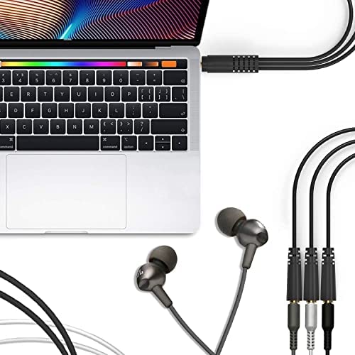 Haokiang 9 Inch 3.5mm (1/8") TRRS Male Plug to 3X Female Stereo Splitter Audio Cable, Gold-Plated(35M/3F)