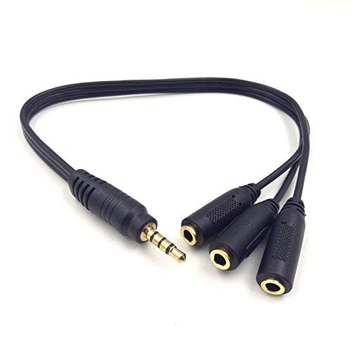 Haokiang 9 Inch 3.5mm (1/8") TRRS Male Plug to 3X Female Stereo Splitter Audio Cable, Gold-Plated(35M/3F)