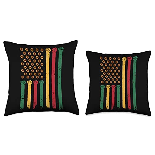 June 1865 Fisting Hands and Flowers June 19, 1865 US Flag Fisting Hands and Flowers Throw Pillow, 16x16, Multicolor
