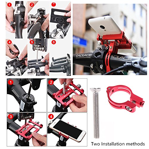 GUB Bicycle & Motorcycle Phone Mount, Aluminum Alloy Universal Bike Handlebar Phone Mount Holder Adjustable Compatible with iPhone X XR Xs 7s 8 Plus,Compatible with SamsungS9/S8/Note5/4 (Black)