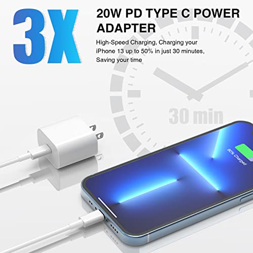 for iPhone 13 14 Fast Charger, 2Pack 20W USBC Wall Charger Plug Block with PD, USB Type C Power Adapter Brick Cube for Apple iPhone13/13 Pro/12/12 Pro/12 Pro Max/11 Pro Max, iPad Pro 2020-White