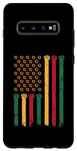 Galaxy S10+ June 19, 1865 US Flag Fisting Hands and Flowers Case