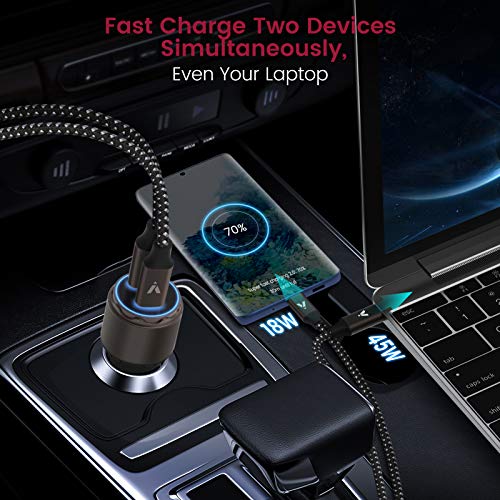 VELOGK Super Fast Type C Car Charger [73W Turbo], Metal Adaptive 55W 45W PPS/PD&QC3.0 USB C Car Adapter[Super Fast Charging 2.0]for Samsung S23 Ultra/S22+/S21/S20/Note 20/10 Plus,iPad Pro/Air,Macbook