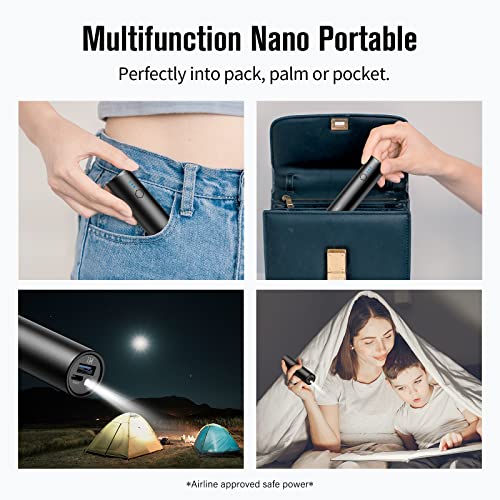 SIXTHGU Portable-Charger-Power-Bank-5000mAh-2-Pack, Small Mini Compact Battery Pack with Fast Charging and Flashlight and USB-C (Recharge Only) for iPhone, Samsung and More
