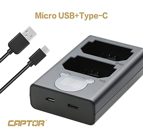 FB Dual Charger for Sony NP-FZ100 Battery, Compatible with Sony A7III, A7SIII, A7R4, A9, A9S Cameras, Designed with LCD Display, Support Type-C and Micro USB, Sony a7iii Battery Charger