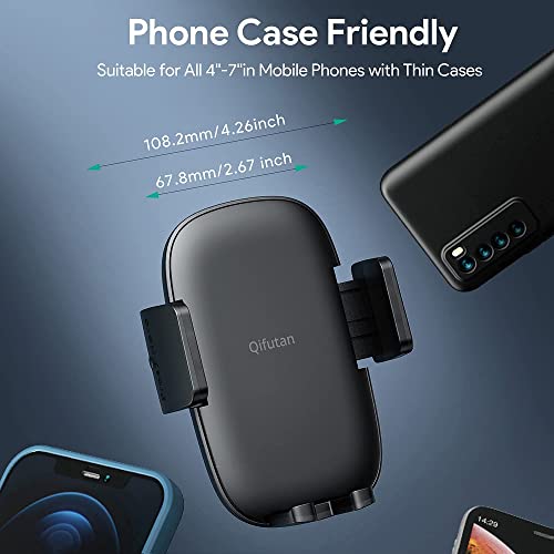 Qifutan Cell Phone Holder for Car Phone Mount Long Arm Dashboard Windshield Car Phone Holder Strong Suction Anti-Shake Stabilizer Phone Car Holder Compatible with All Phone Android Smartphone