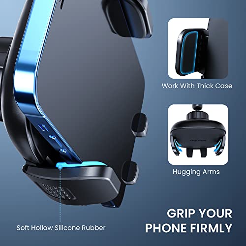 Qifutan Cell Phone Holder for Car Phone Mount Long Arm Dashboard Windshield Car Phone Holder Strong Suction Anti-Shake Stabilizer Phone Car Holder Compatible with All Phone Android Smartphone