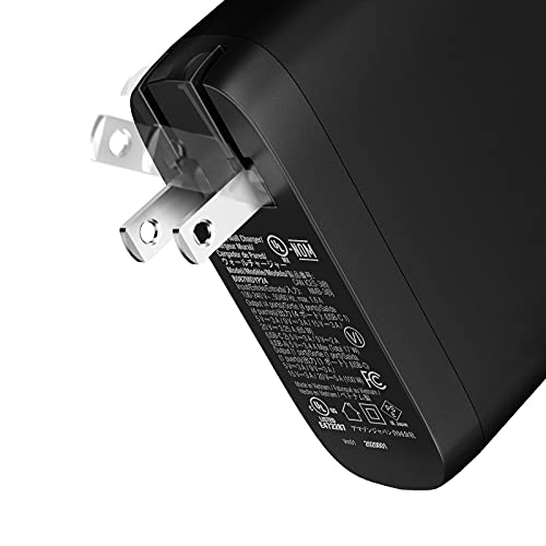 Amazon Basics 100W Four-Port GaN Wall Charger with 2 USB-C Ports(65W+18W)&USB-A Ports (17W) with Power Delivery PD for Laptops,Tablets & Phones (iPhone14/13/12/11/X,iPad,MacPro,Samsung)Black (non-PPS)