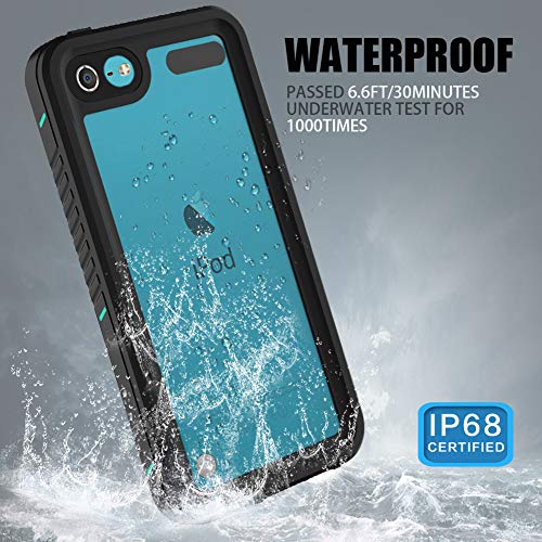 iPod 5 iPod 6 iPod 7 Waterproof Case, Re-Sport Shockproof Dirtproof Snowproof Full-Body Protective Case Cover Built-in Screen Protector Compatible iPod Touch 5th/6th/7th (Blue)